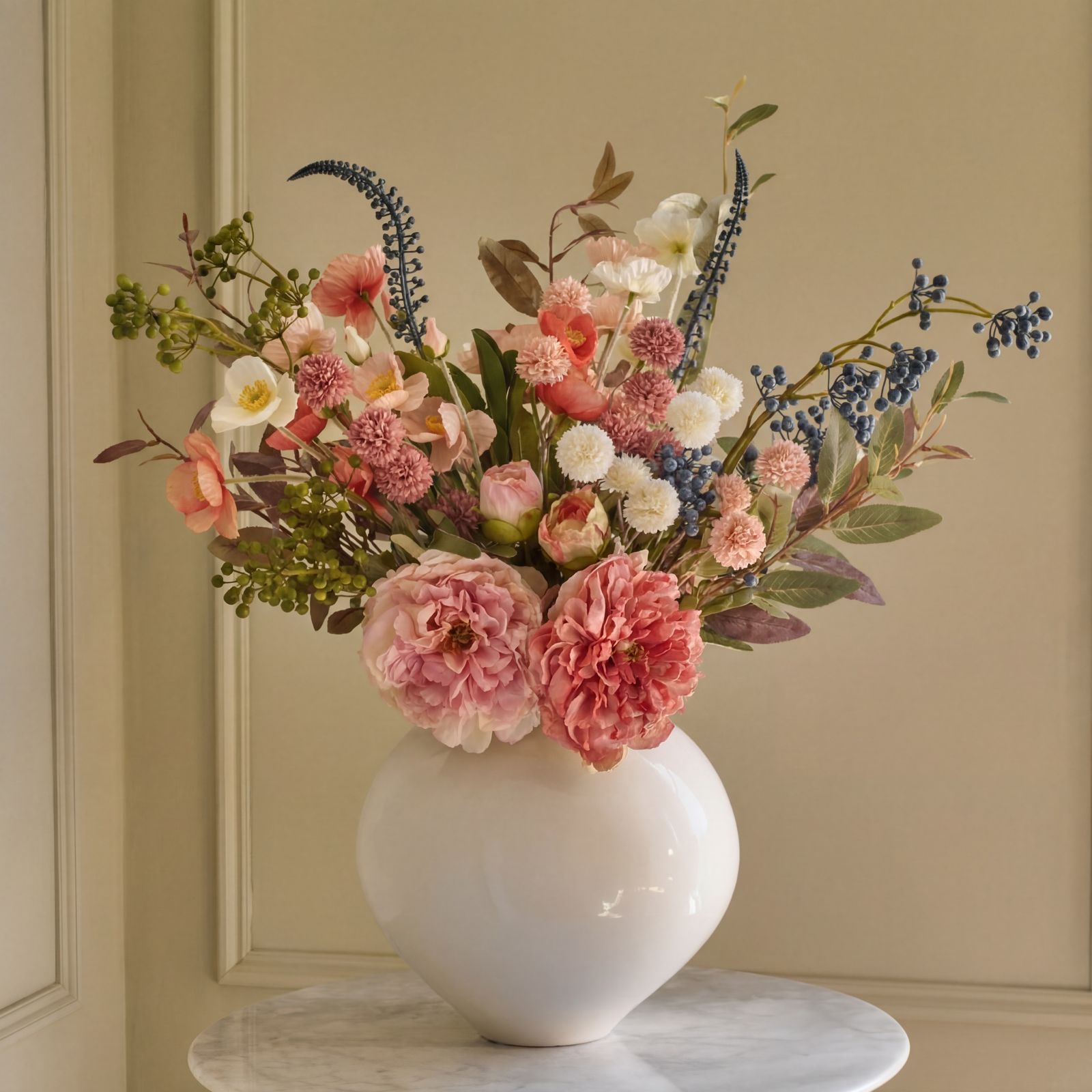 Abi - Faux Flower Arrangement - Pinks, Corals & Greens – Ett Hem London